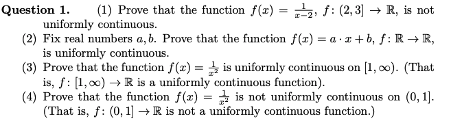 Solved Question 1. (1) ﻿Prove that the function | Chegg.com
