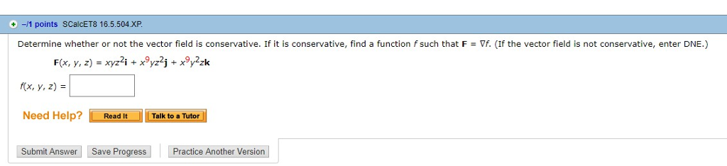 Solved +-/1 points SCalcET8 16.5.504 XP Determine whether or | Chegg.com