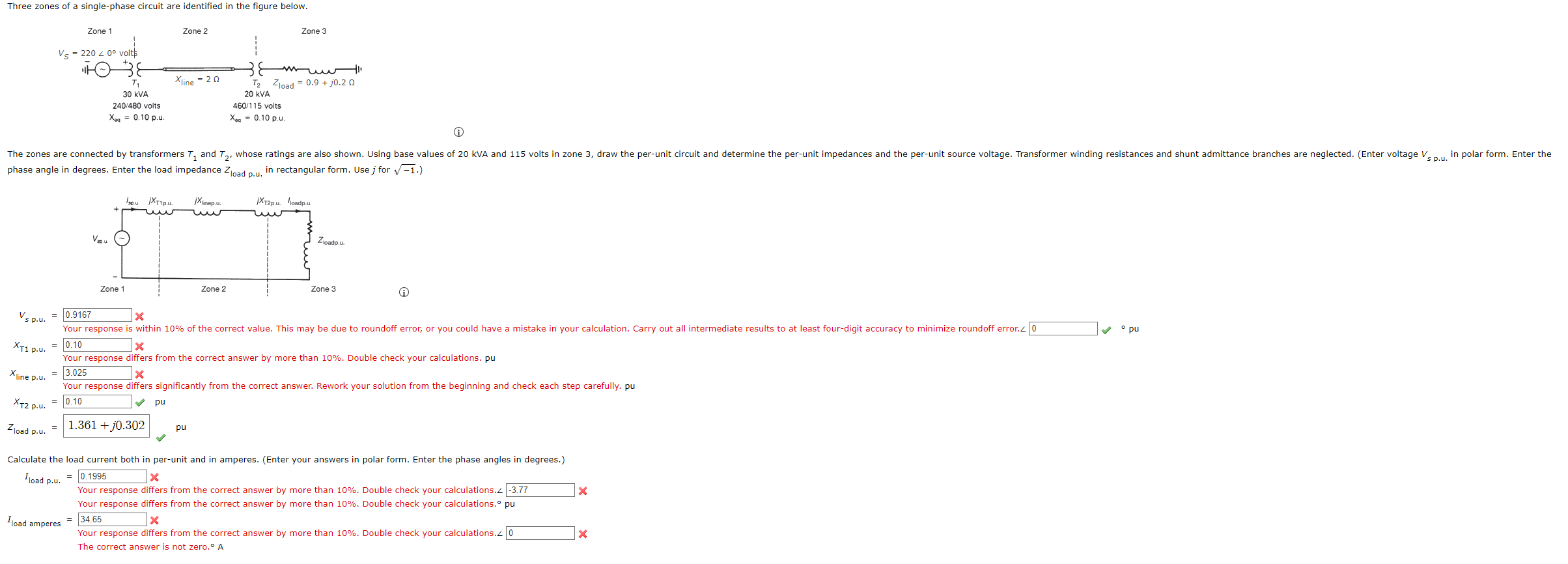 Solved Three zones of a single-phase circuit are identified | Chegg.com