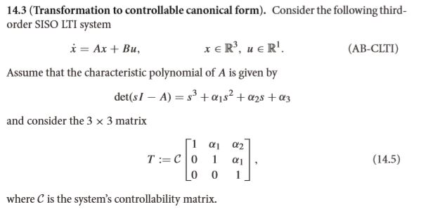 Solved 14.3 (Transformation to controllable canonical form). | Chegg.com