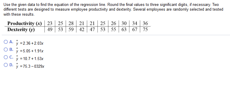 Solved Use the given data to find the equation of the | Chegg.com Solved Use the given data to find the equation of the | Chegg.com