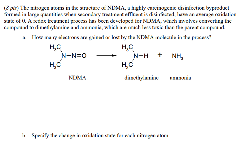 Solved (8 pts) The nitrogen atoms in the structure of NDMA, | Chegg.com