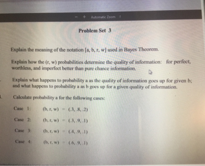 Solved +Automatic Zoom Problem Set 3 Explain the meaning of | Chegg.com