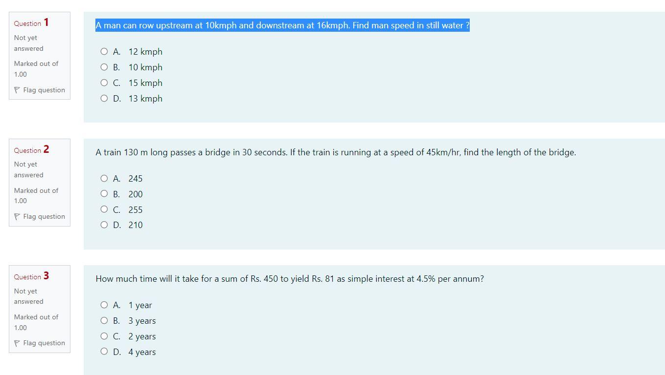 Solved Question 1 A man can row upstream at 10kmph and | Chegg.com