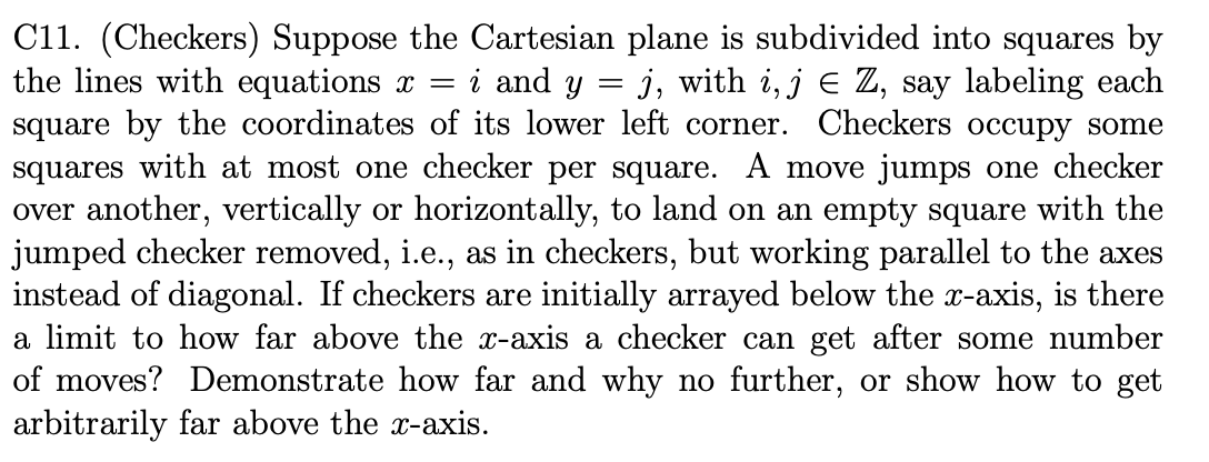 Solved C11. (Checkers) Suppose the Cartesian plane is | Chegg.com