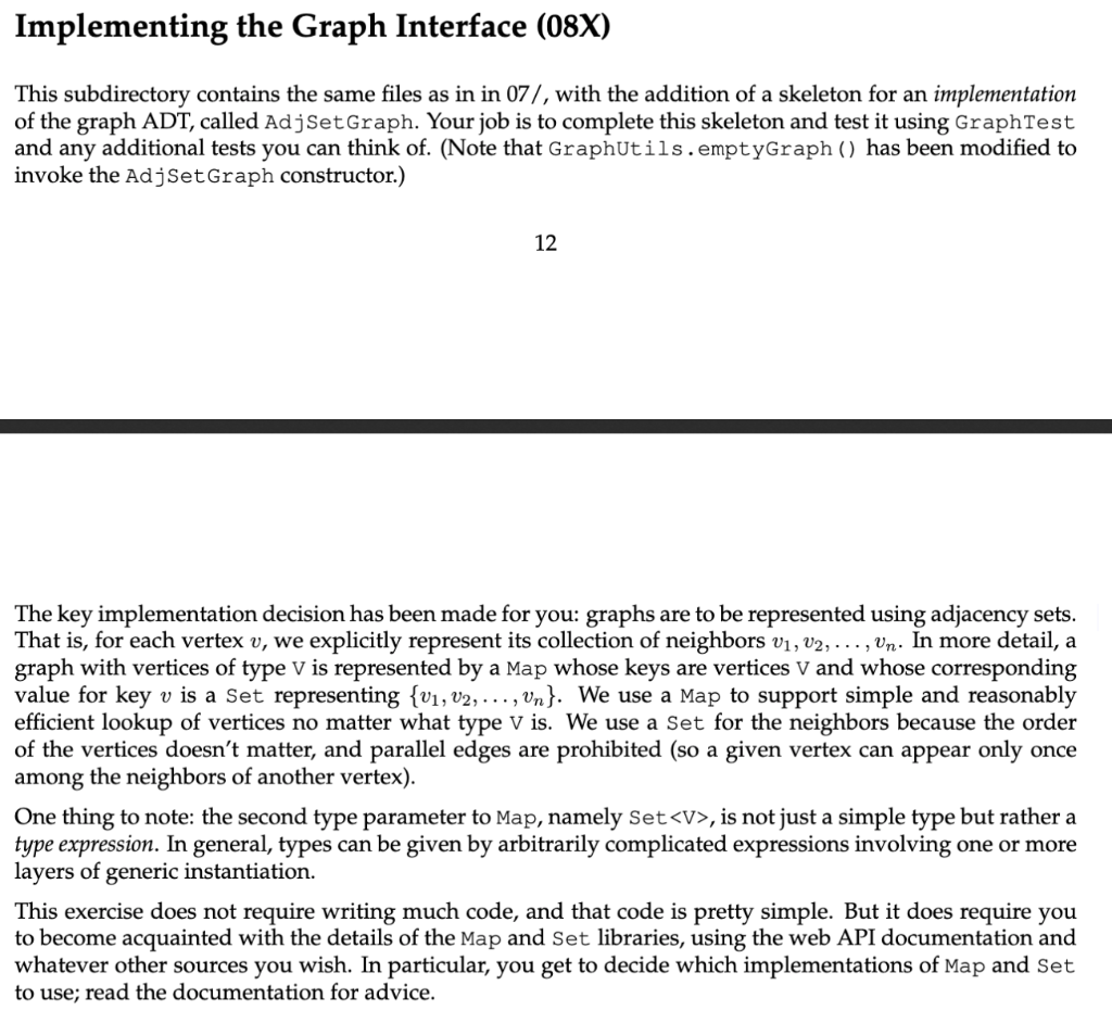 Solved import java.util.*; class AdjSetGraph implements | Chegg.com