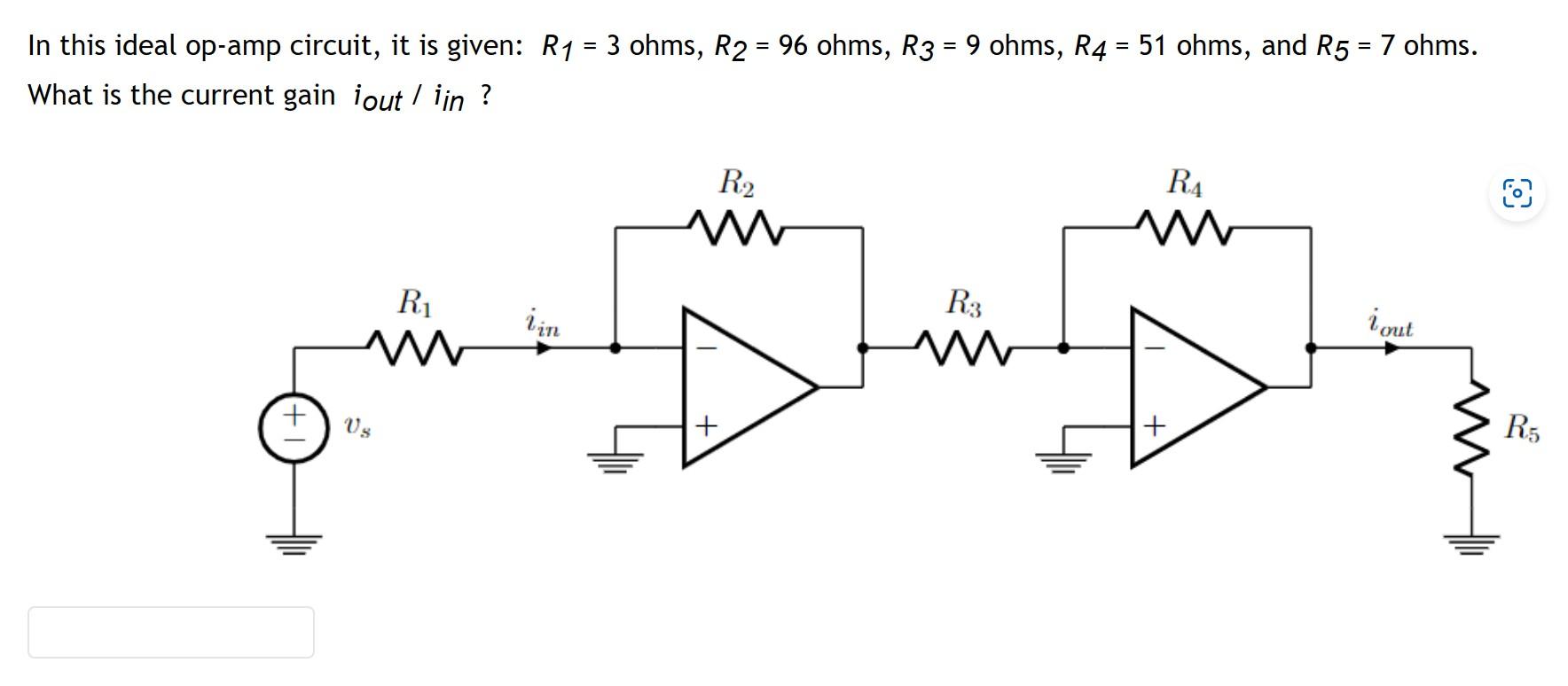 Solved In this ideal op-amp circuit, it is given: R1=3 ohms, | Chegg.com