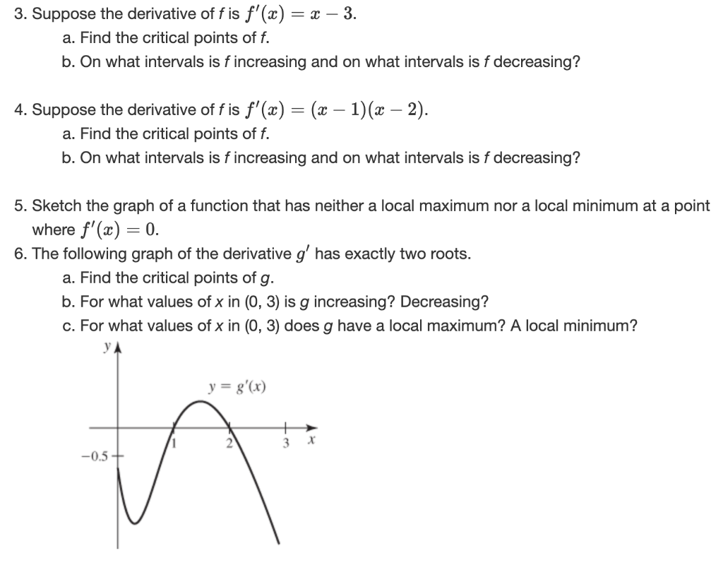 Solved 3. Suppose the derivative of fis f'() = = x - 3 a. | Chegg.com