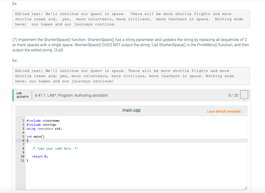 Solved 6.41 LAB*: Program: Authoring assistant (1) Prompt | Chegg.com