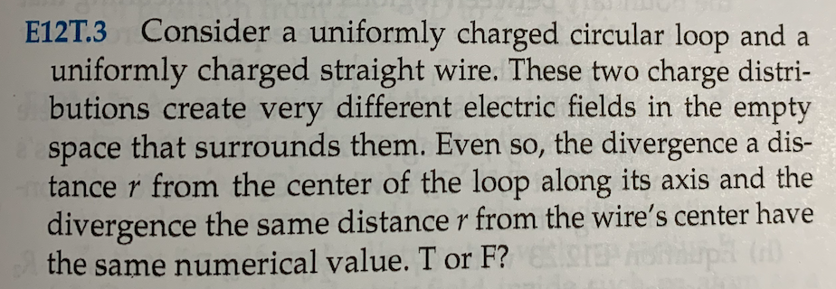 Solved E12T.3 Consider a uniformly charged circular loop and | Chegg.com
