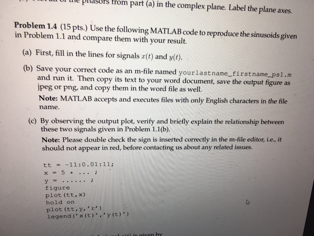 Solved Phasors Part A N The Complex Plane Label The Plane 
