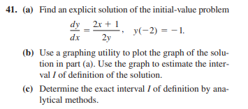 Solved (a) ﻿Find an explicit solution of the initial-value | Chegg.com