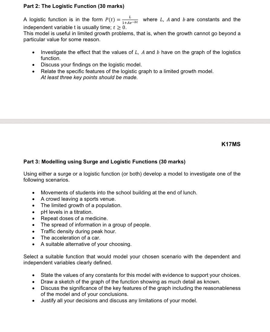 Solved Part 2: The Logistic Function (30 marks) A logistic | Chegg.com