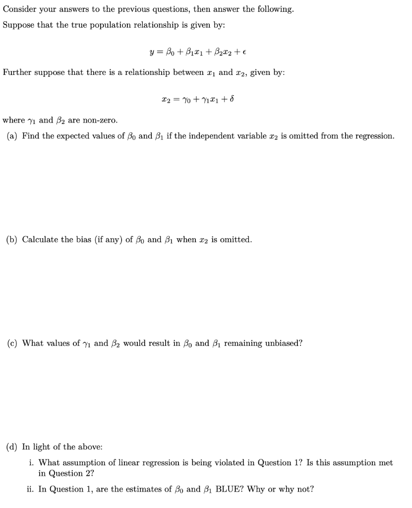 Solved Answer the following based on a multiple linear | Chegg.com