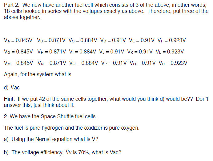 A fuel cell consists of 6 cells hooked in series as | Chegg.com