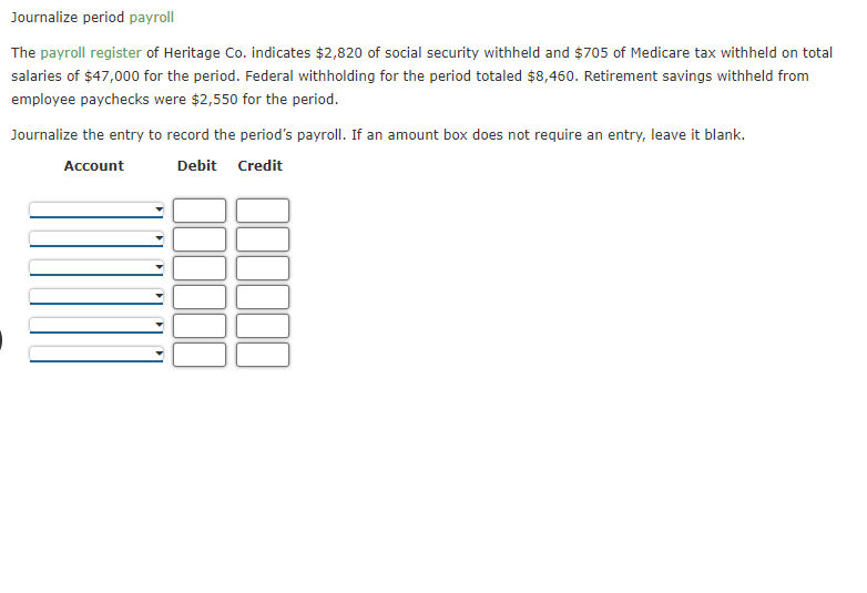 Solved Journalize period payroll The payroll register of | Chegg.com
