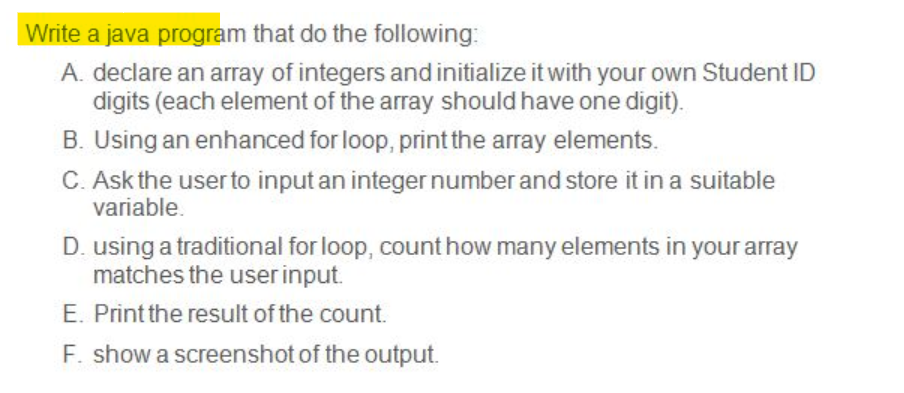 Solved Write a java program that do the following: A. | Chegg.com