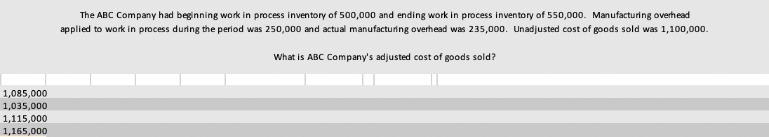 Solved The ABC Company had beginning work in process | Chegg.com