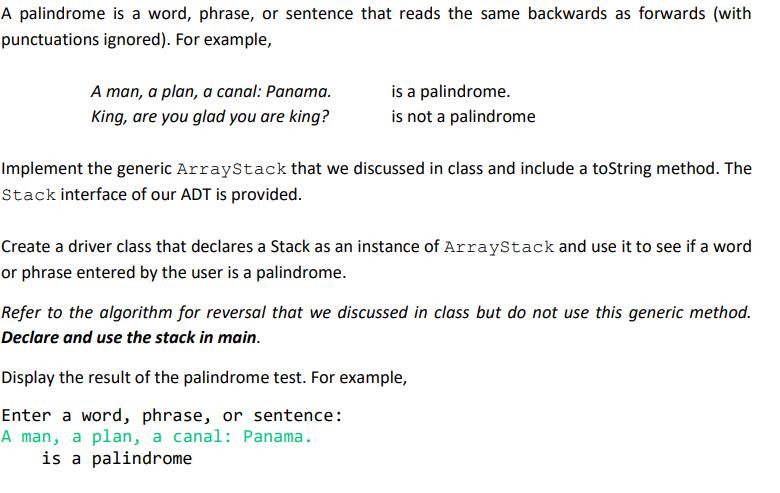 Solved A palindrome is a word, phrase, or sentence that | Chegg.com