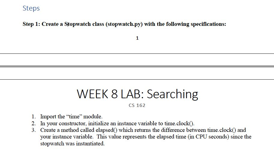 WEEK 8 LAB: Searching CS 162 Instructions Your task | Chegg.com