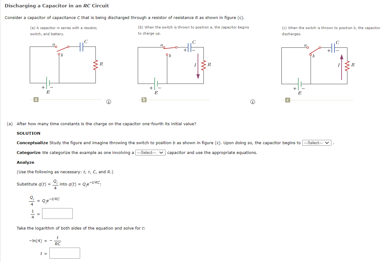 Solved Discharging a Capacitor in an RC Circuit Consider a | Chegg.com