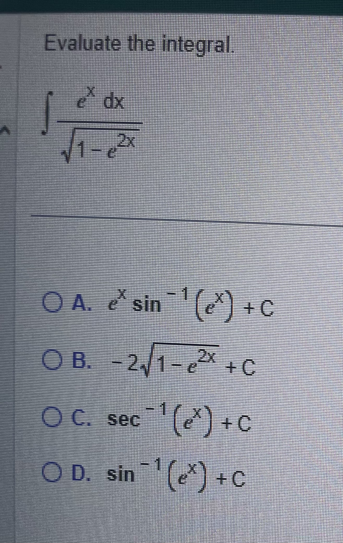 Solved Evaluate the integral and show all work | Chegg.com