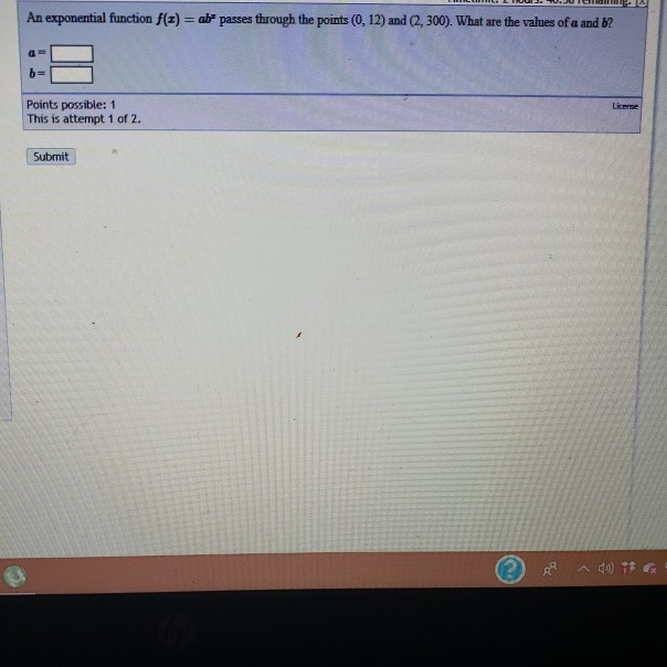 Solved An exponential function F(x) = ab" passes through the | Chegg.com