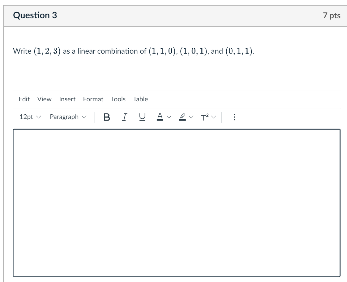Solved Write (1,2,3) as a linear combination of | Chegg.com