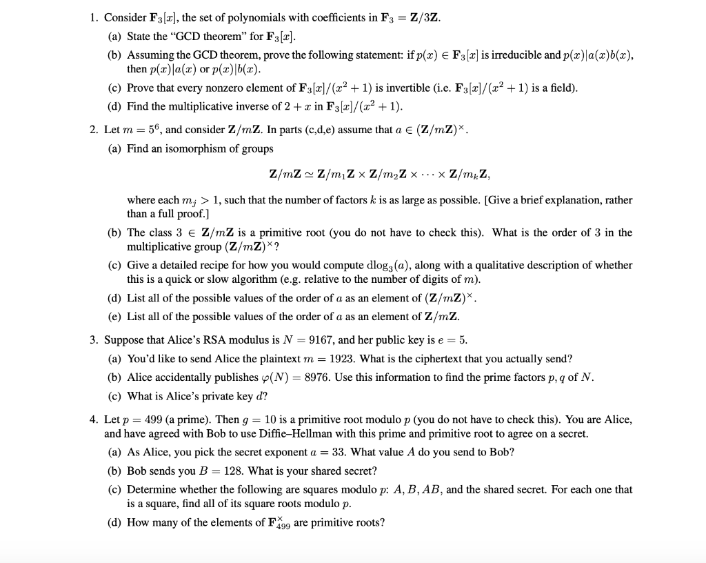 Solved 1. Consider F3[2], the set of polynomials with | Chegg.com