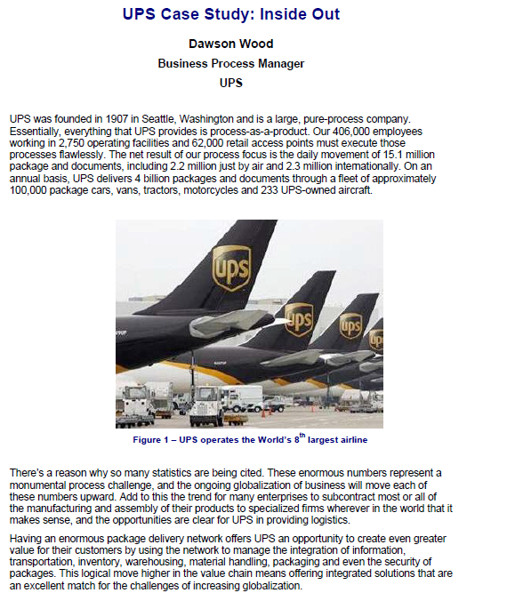 Solved UPS Case Study: Inside Out Dawson Wood Business | Chegg.com