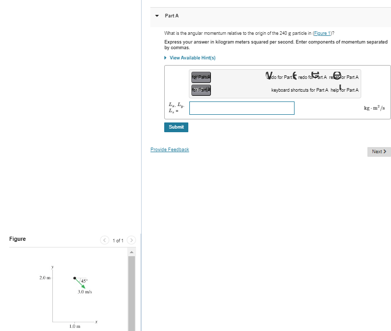 Part AWhat is the angular momentum relative to the | Chegg.com