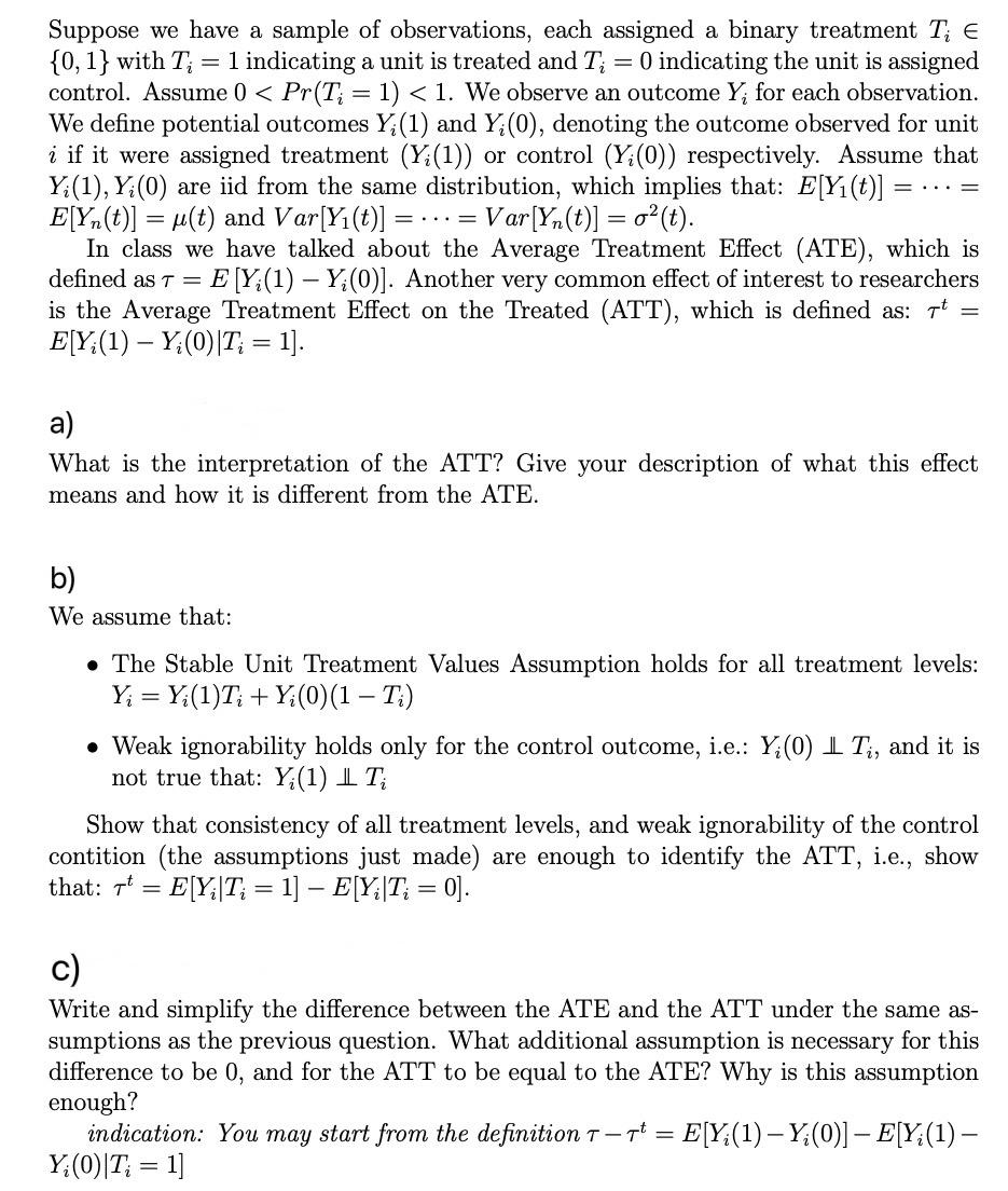Suppose we have a sample of observations, each | Chegg.com