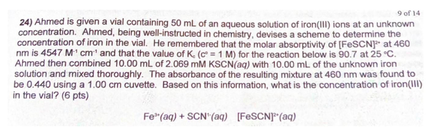 Solved 24) Ahmed is given a vial containing 50 mL of an | Chegg.com Solved 24) Ahmed is given a vial containing 50 mL of an | Chegg.com