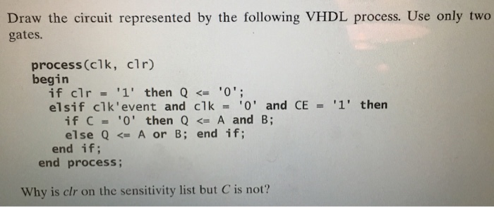 Solved Draw the circuit represented by the following VHDL | Chegg.com