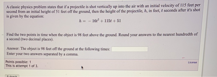 Solved A classic physics problem states that if a projectile | Chegg.com