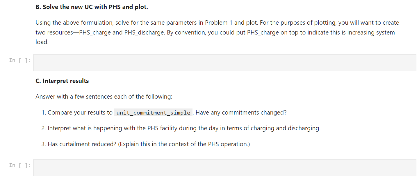 Solved This Notebook builds on the unit commitment model | Chegg.com