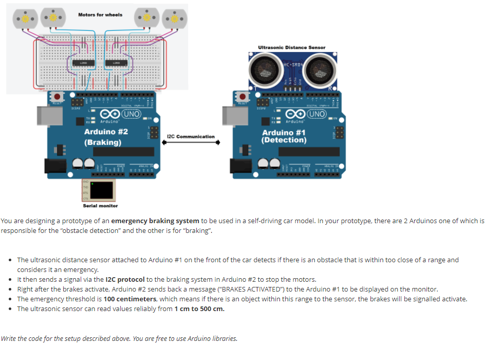 Solved Motors for wheels Ultrasonic Distance Sensor Hè - Su | Chegg.com
