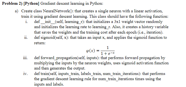 Solved Blem 2 Python Gradient Descent Learning In Python 