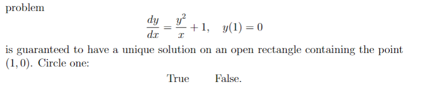 Solved e) (2 points) Determine whether the statement is True | Chegg.com