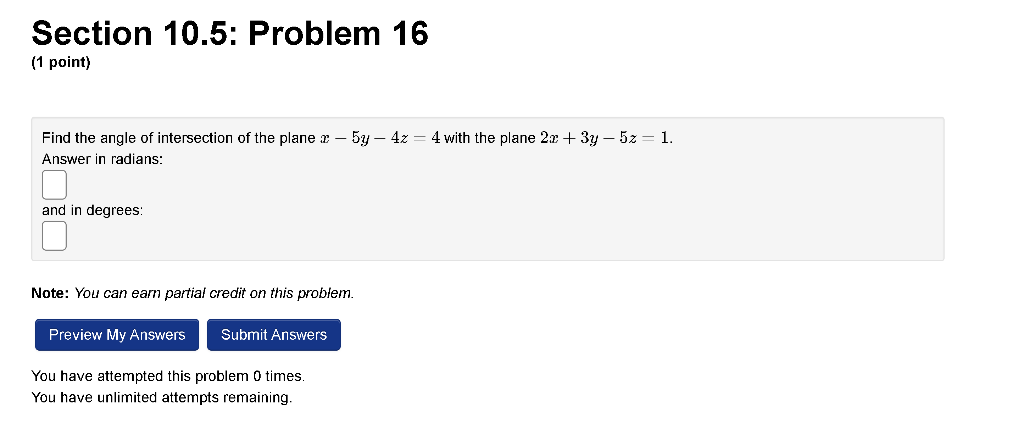 Solved Section 10.5: Problem 17 (1 point) Find an equation | Chegg.com