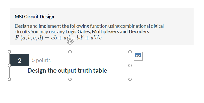 Solved MSI Circuit Design Design and implement the following | Chegg.com
