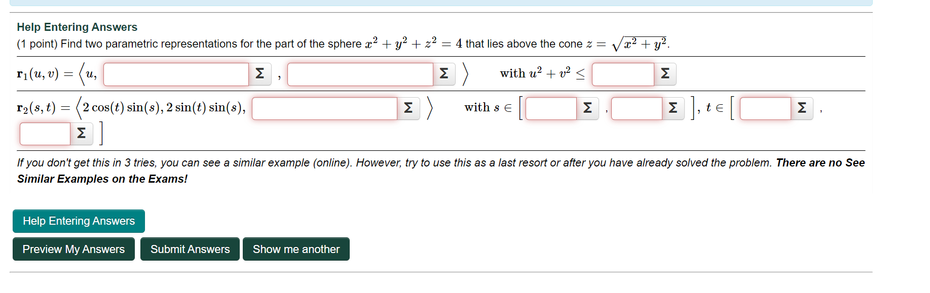 Solved Find Two Parametric Representations For The Part Of