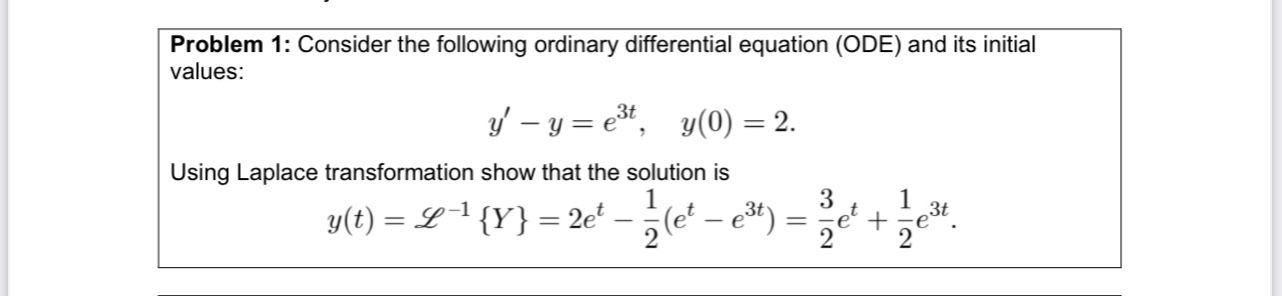 Solved Problem 1: Consider the following ordinary | Chegg.com