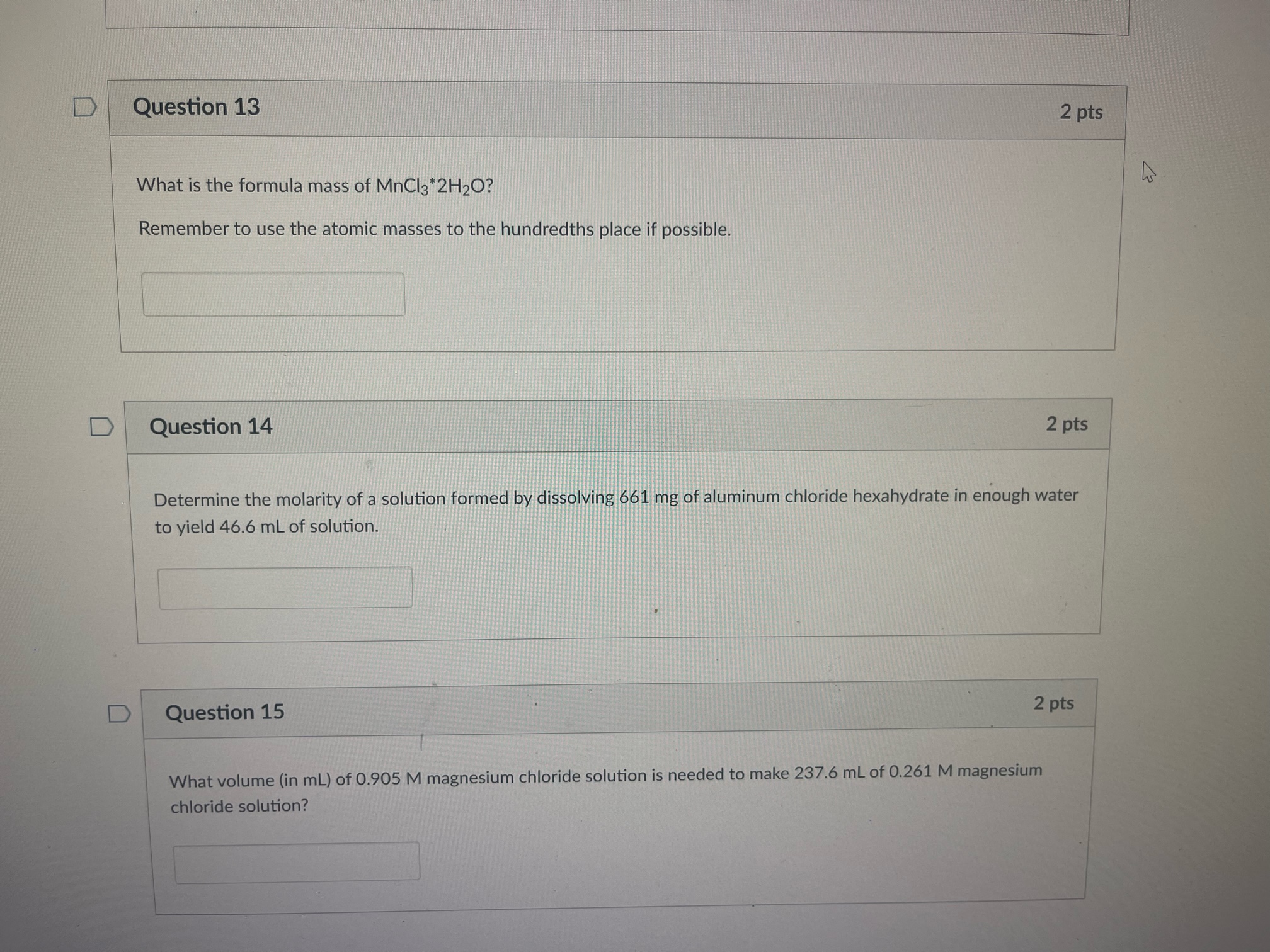 Solved What is the formula mass of MnCl3∗2H2O ? Remember to | Chegg.com