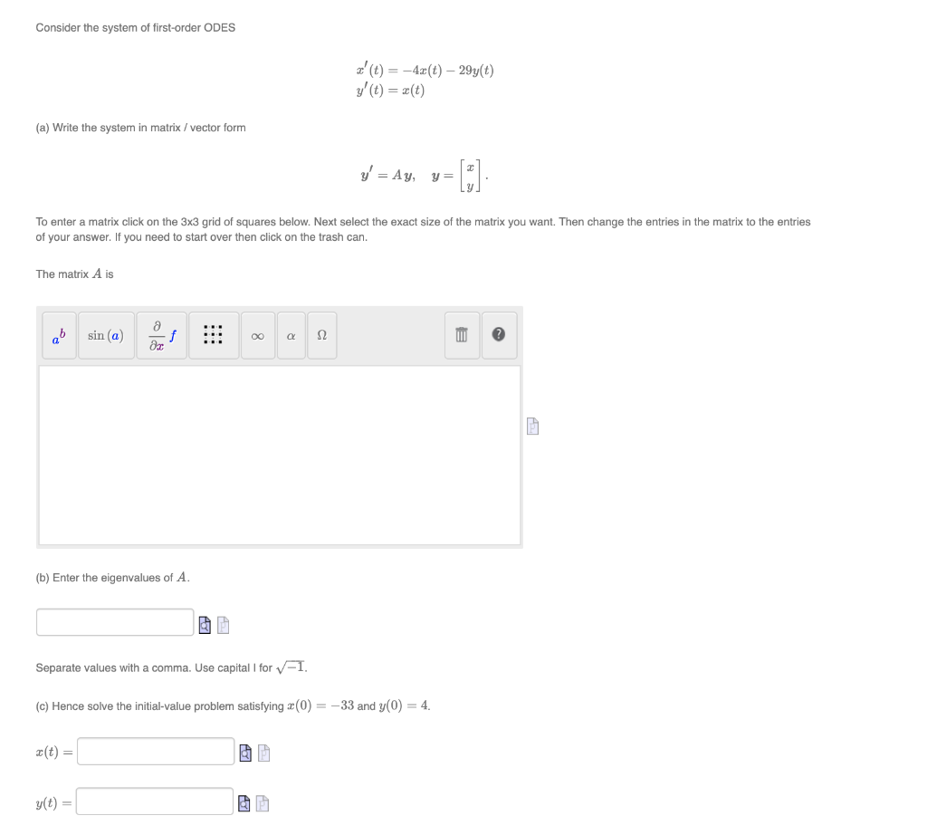 Solved Consider the system of first-order ODES x' (t) = | Chegg.com
