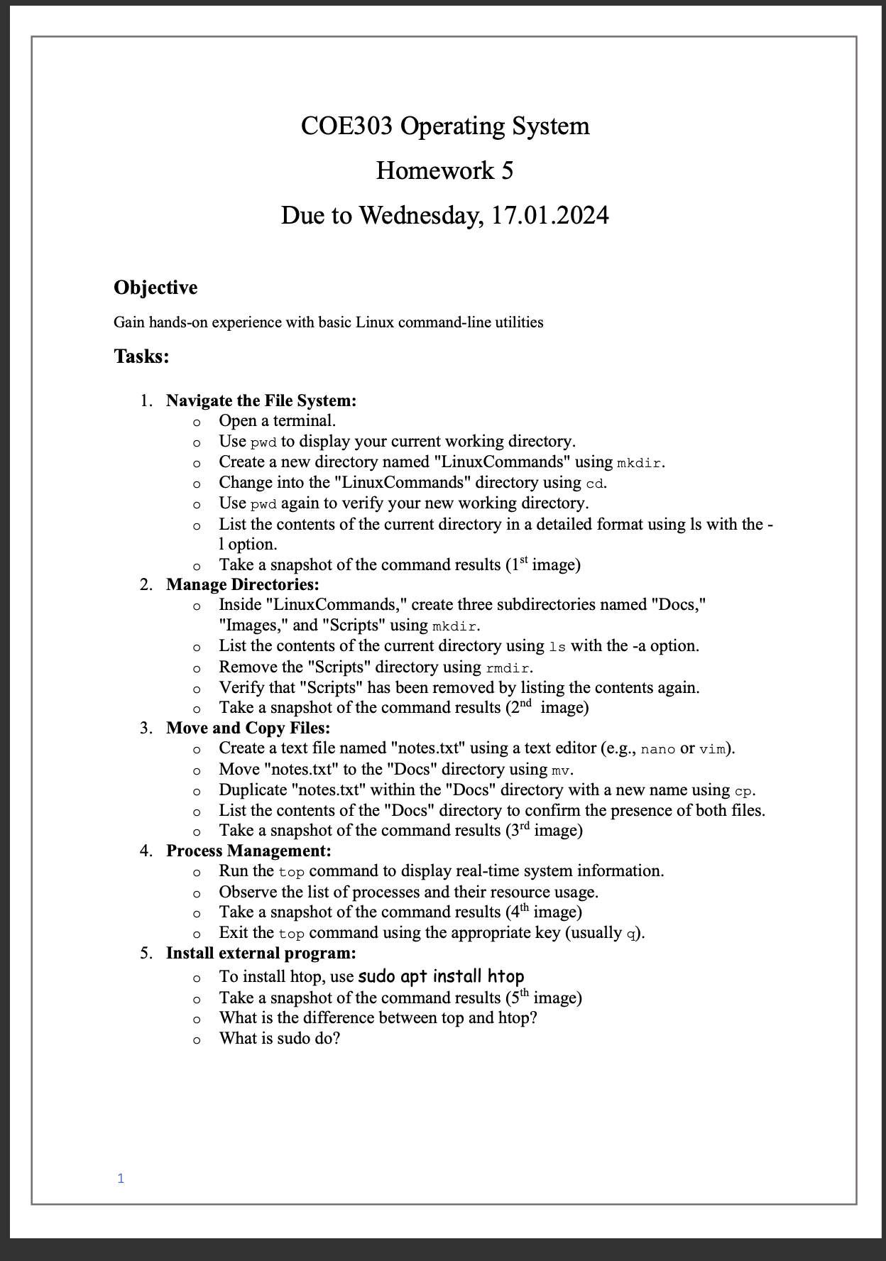 Solved Submission: Submit a document containing the | Chegg.com