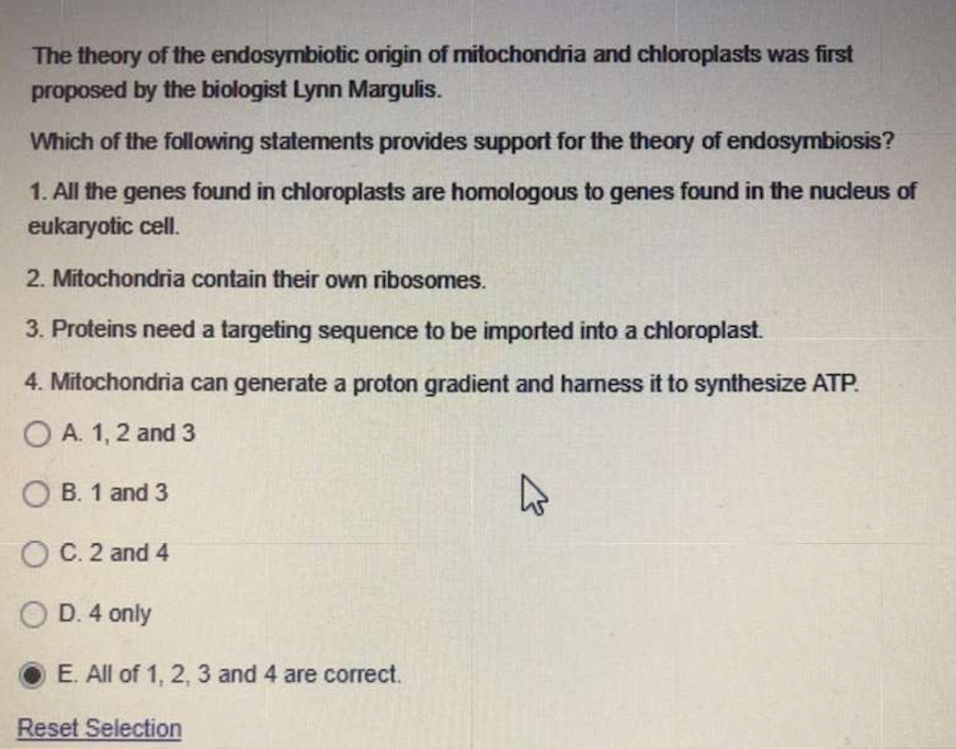 Solved The theory of the endosymbiotic origin of | Chegg.com