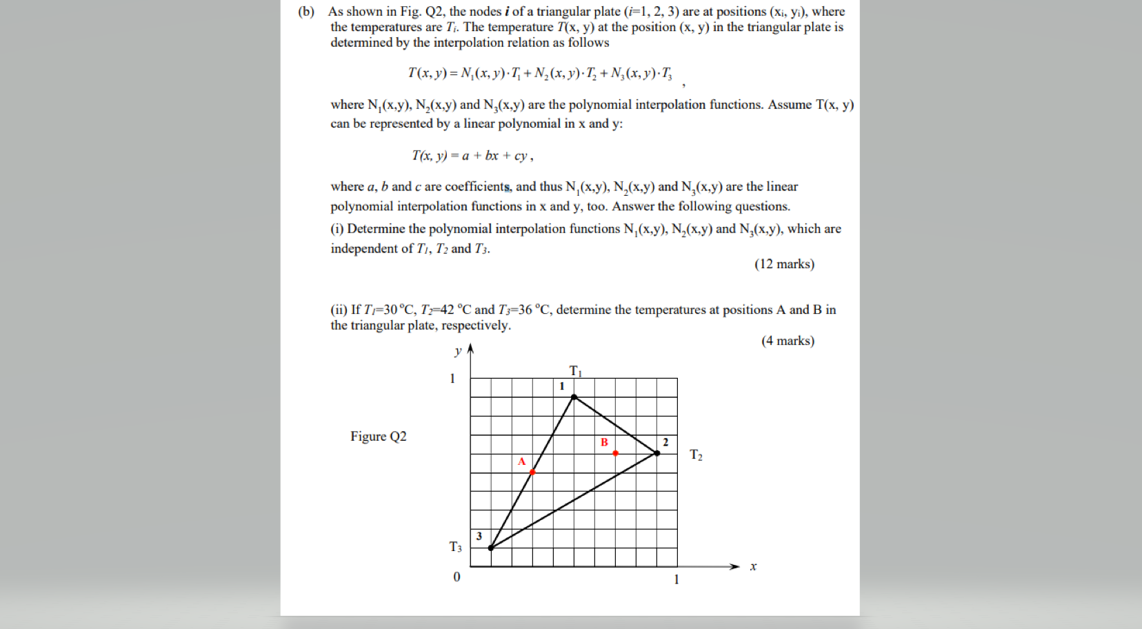Solved (b) As shown in Fig. Q2, the nodes i of a triangular | Chegg.com