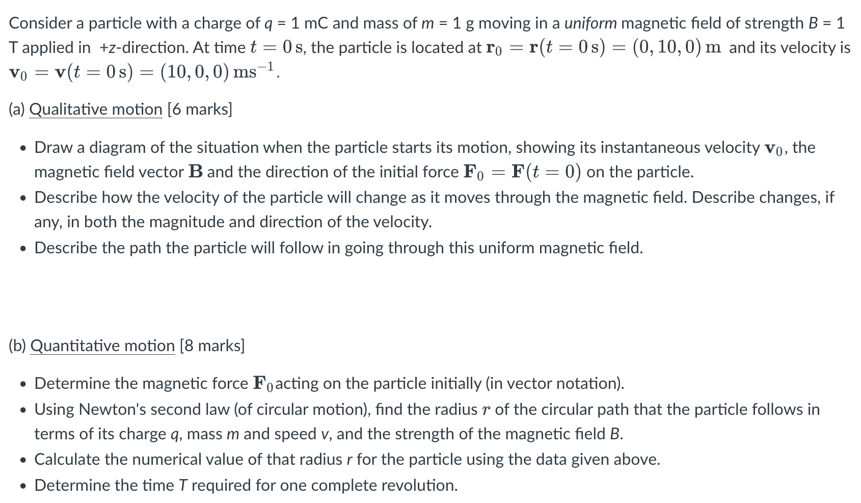 Solved Consider a particle with a charge of q=1mC and mass | Chegg.com
