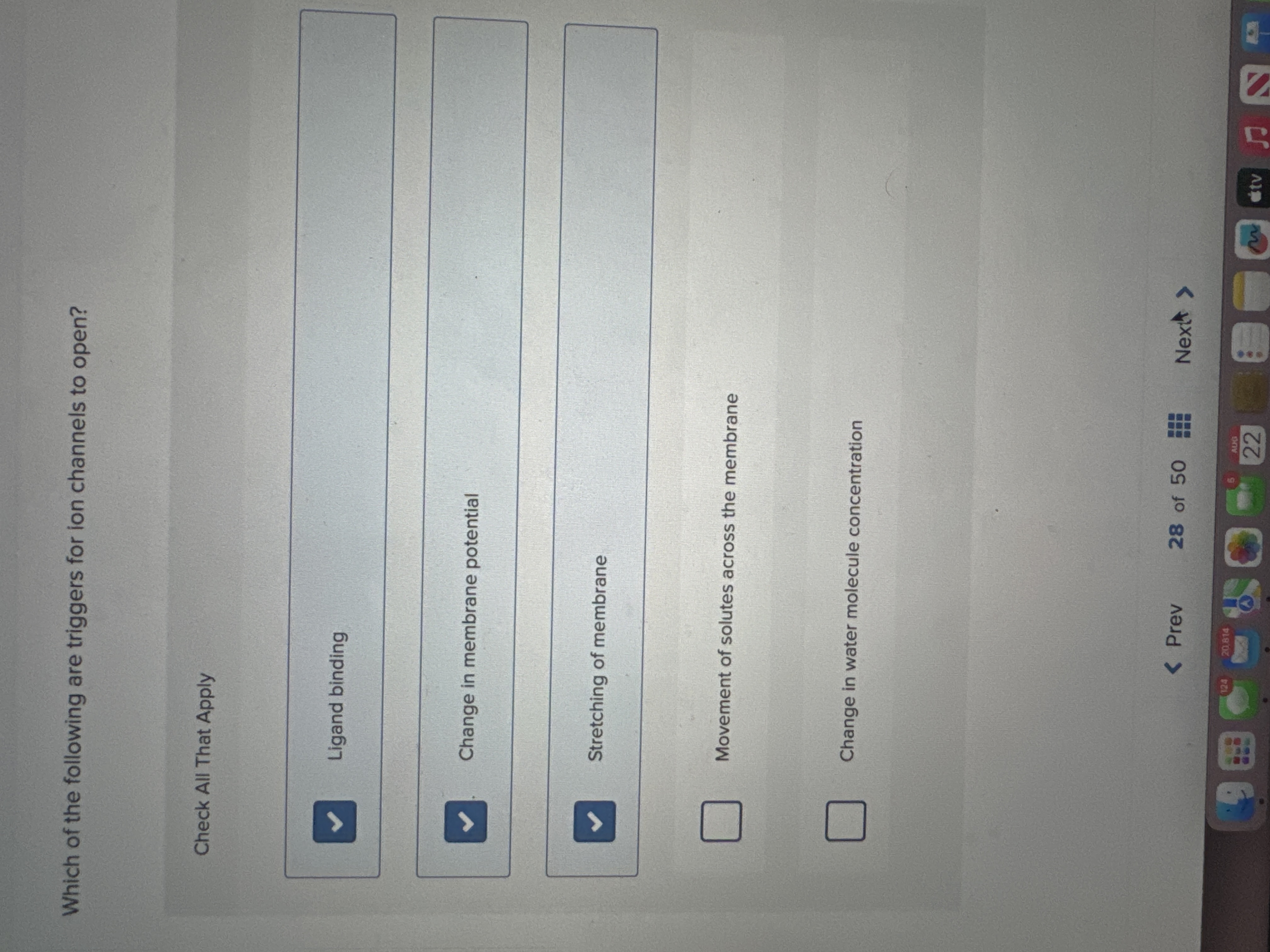 Solved Which of the following are triggers for ion channels | Chegg.com